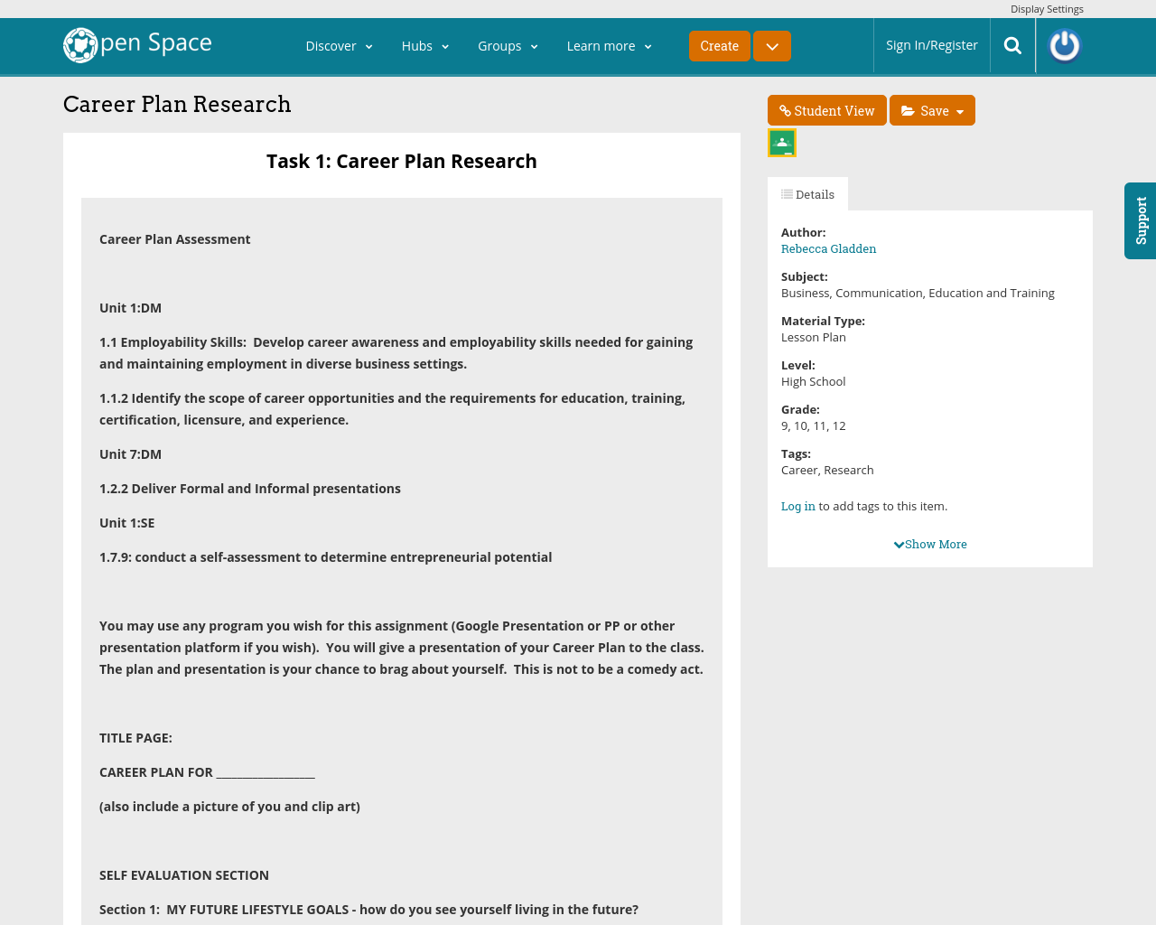 Career Plan Research | INFOhio Open Space
