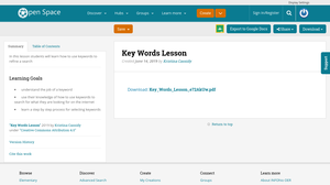 Key Words Lesson | INFOhio Open Space