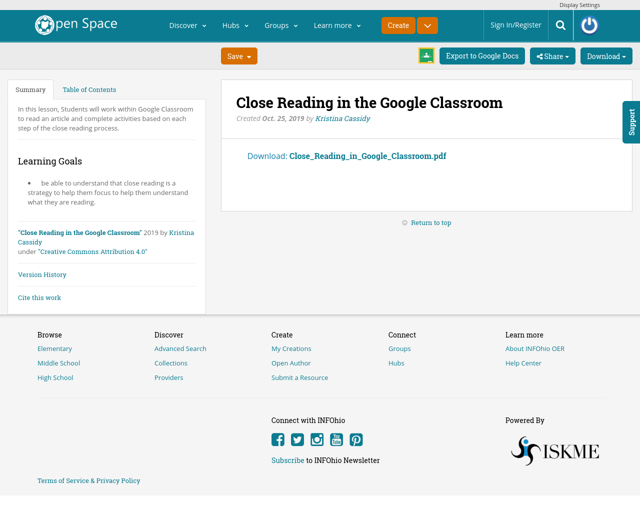 Close Reading in the Google Classroom | INFOhio Open Space
