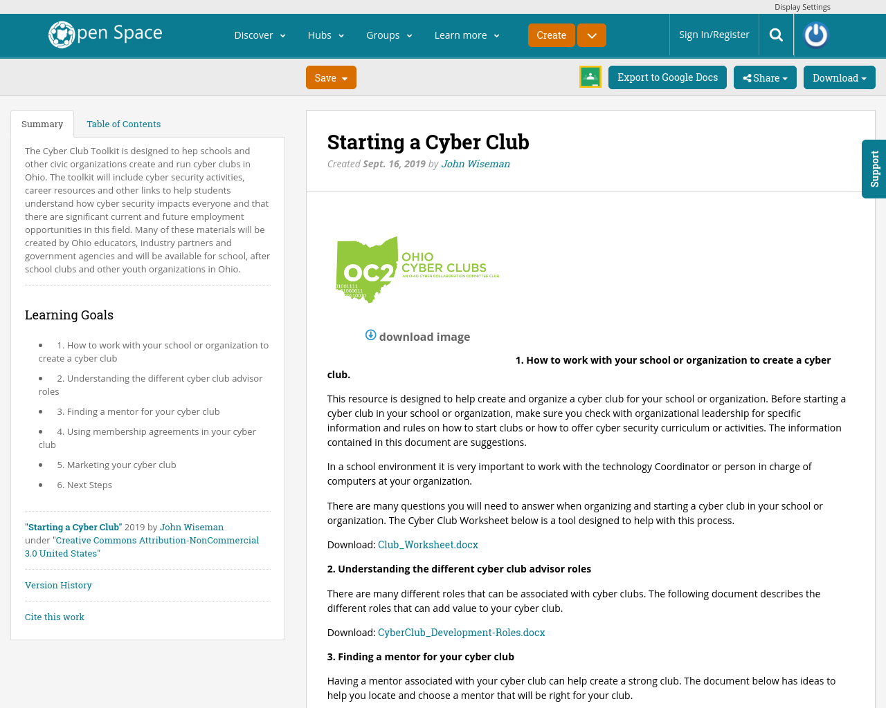 Starting a Cyber Club | INFOhio Open Space